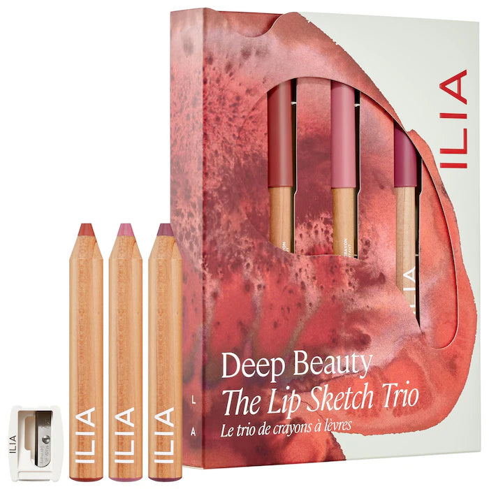 ILIA | Mini Lip Sketch Trio - Long-Wear Lipstick + Lipliner Crayons ...